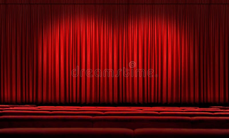 Large Red Curtain with Spotlights Stock Image - Image of spotlight ...