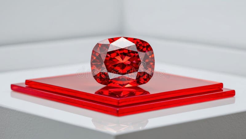 A Large Red Diamond Rests Atop Two Red Sheets of Glass. Stock Photo ...