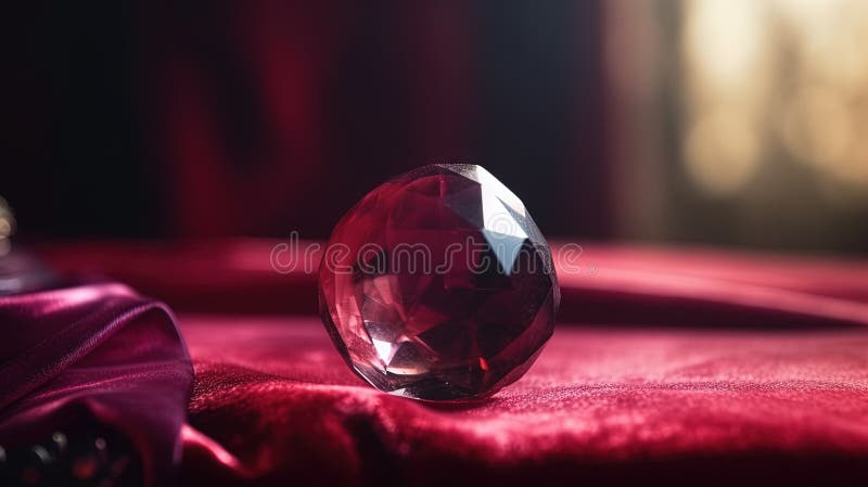 A Large Red Diamond Sitting on Top of a Red Cloth Stock Illustration ...