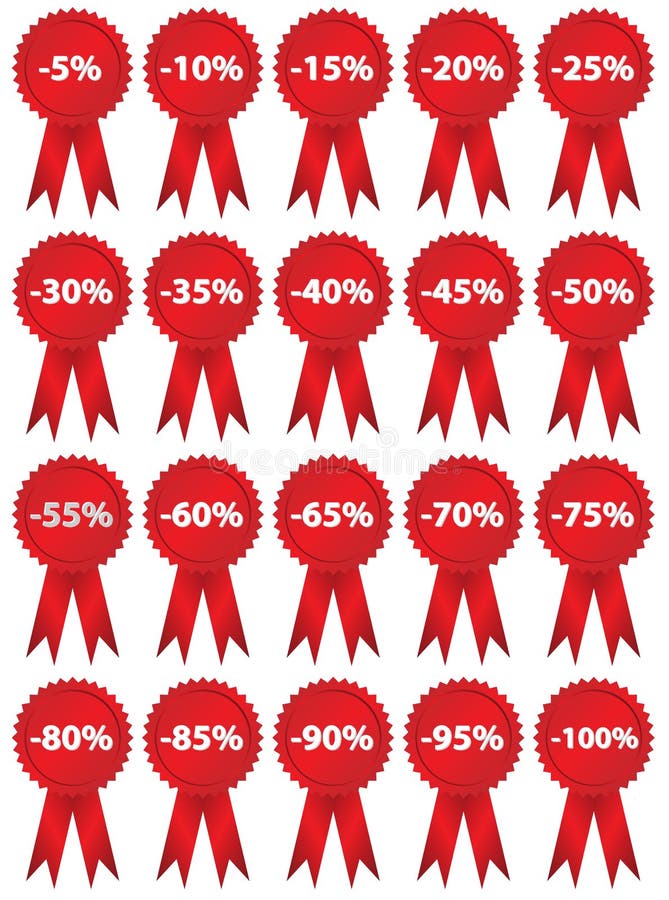 Large Red Discount Ribbon Set, Vector Illustration Stock Vector ...