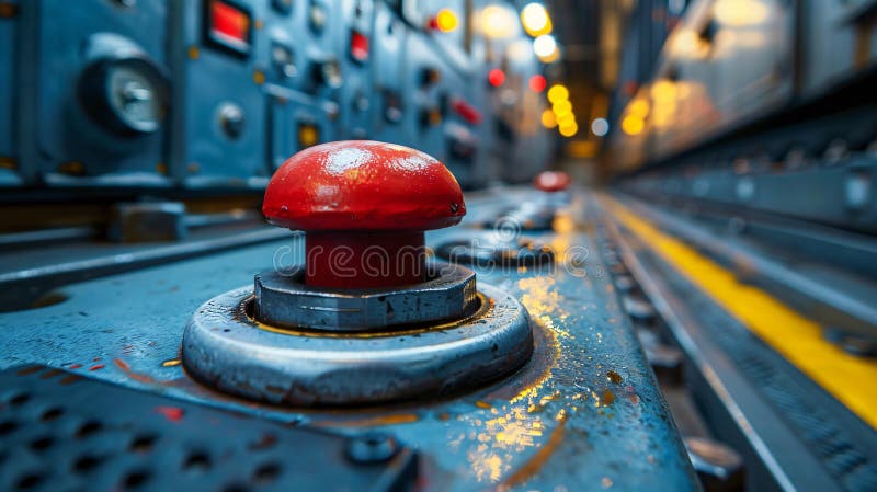 A Large Red Emergency Stop Button Stands Prominently among Control ...