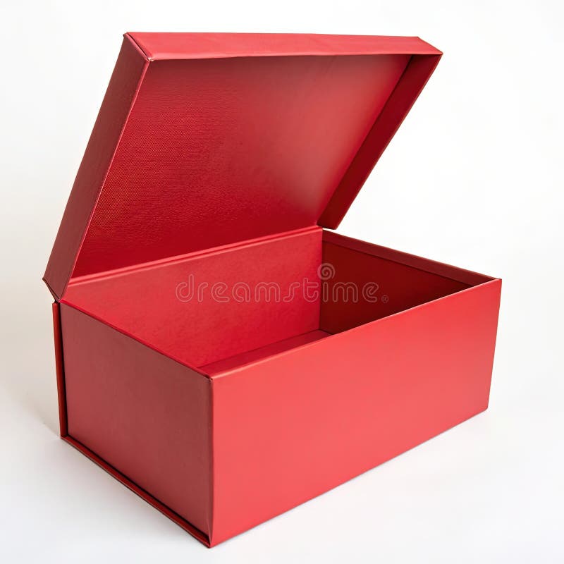 Large Red Empty Box Displayed on White Background for Storage or ...