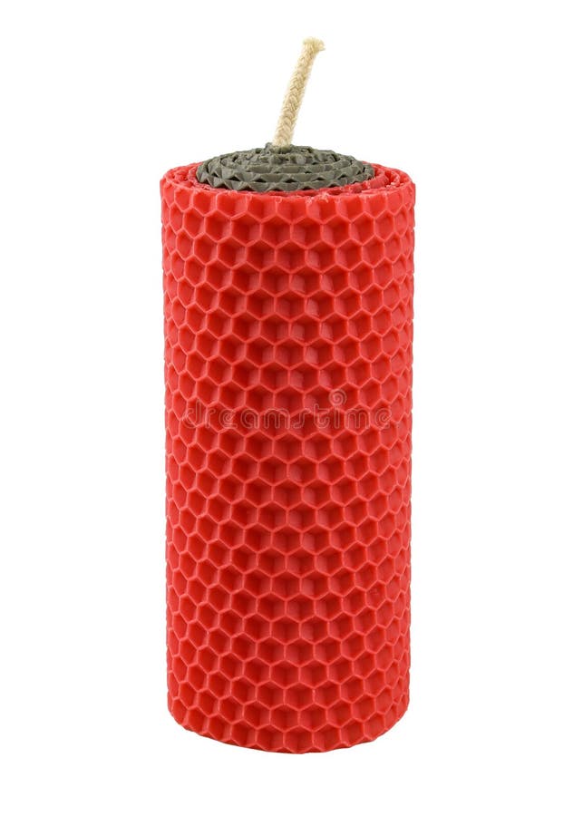Large Red Handmade Candle Made of Natural Wax Sheet. Stock Image ...