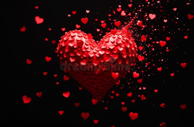 A Large Red Heart Bursts with Tiny Hearts, Celebrating Love in a Joyful ...