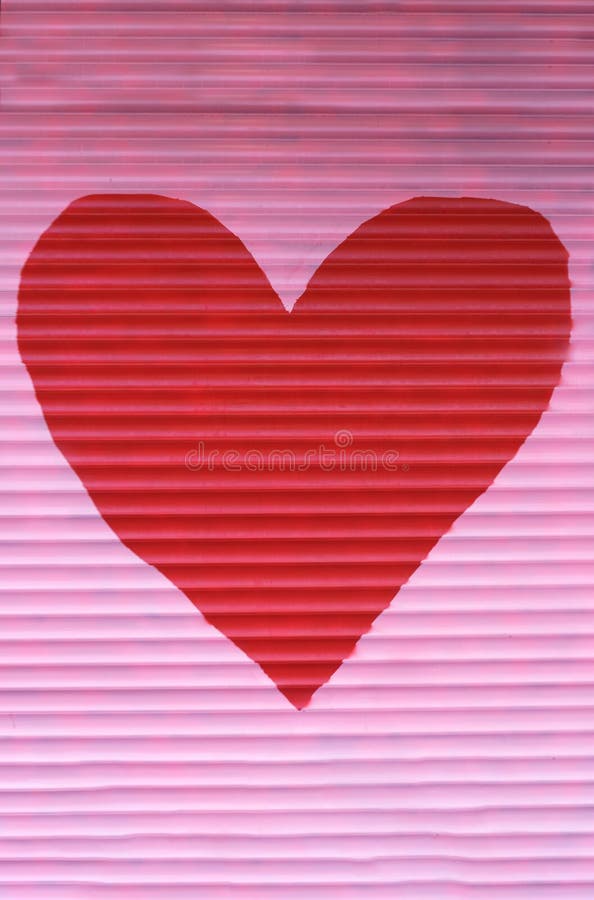 A Large Red Heart is Painted on the Pink Blinds. Stock Photo - Image of ...