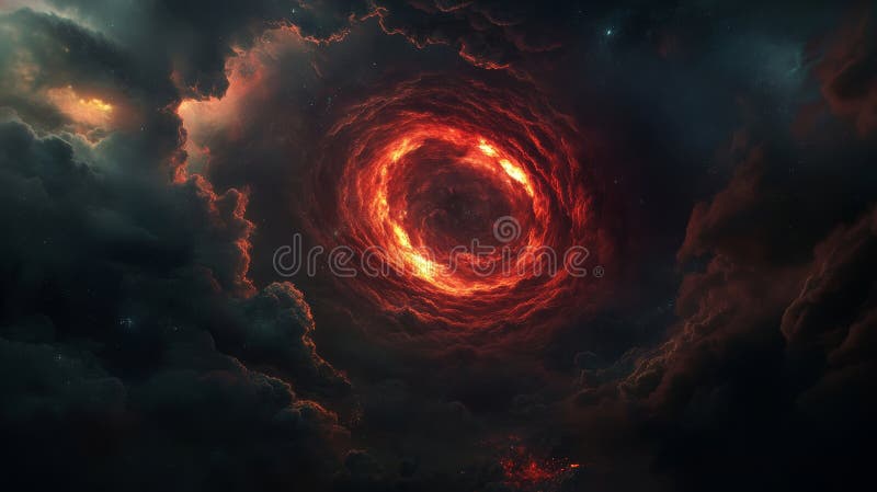 A Large Red Hole in the Sky with a Dark Background Stock Illustration ...
