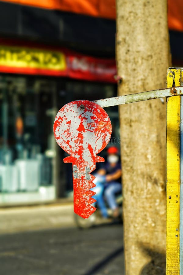 Large Red Key Store Sign in Vietnam Stock Photo - Image of vietnam ...