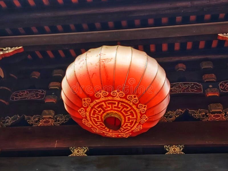 Large Red Lanterns Hanging from the Ceiling Stock Image - Image of ...