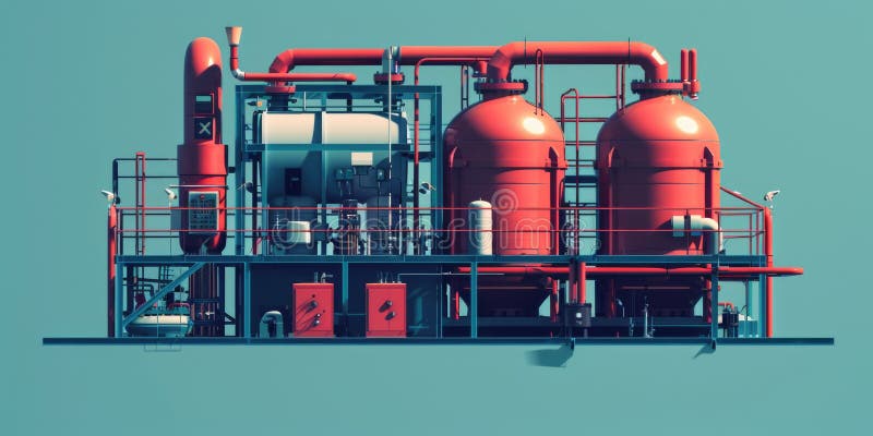 A Large Red Machine Sitting on Top of a Building. Suitable for ...