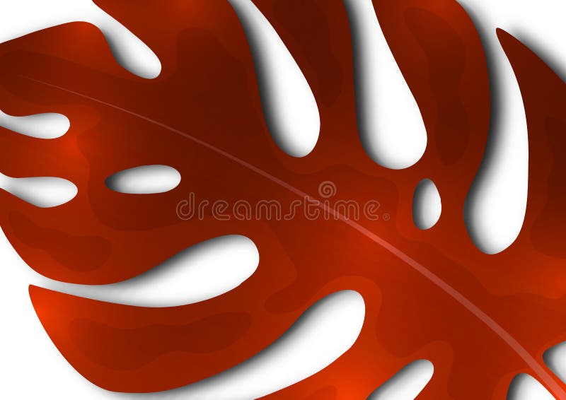 Large Red Monstera Leaf on a White Background. Creative Template for ...