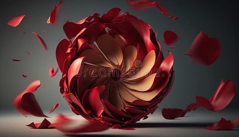 A Large Red Object with Many Petals Flying Around in the Air Stock ...