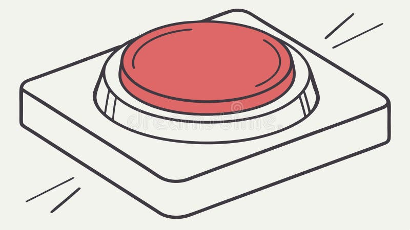 Large Red Push Button Illustration, Alarm or Action Trigger, Vector ...