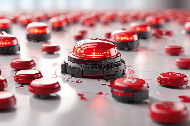 Large Red Push Button Isolated on a White Background Stock Illustration ...