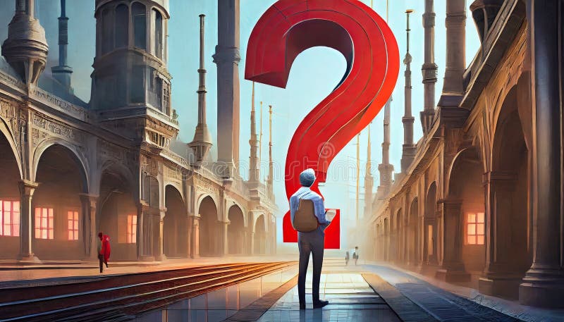 A Large Red Question Mark with a Figure Stock Illustration ...