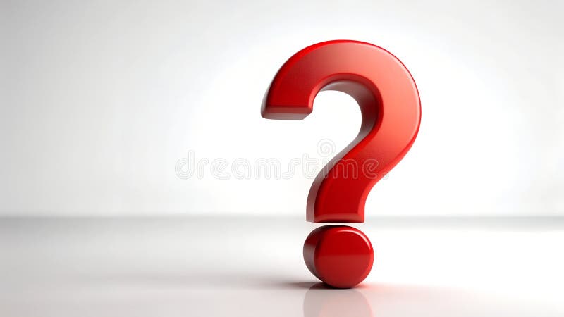 Large Red Question Mark Symbol Standing on a White Reflective Surface ...