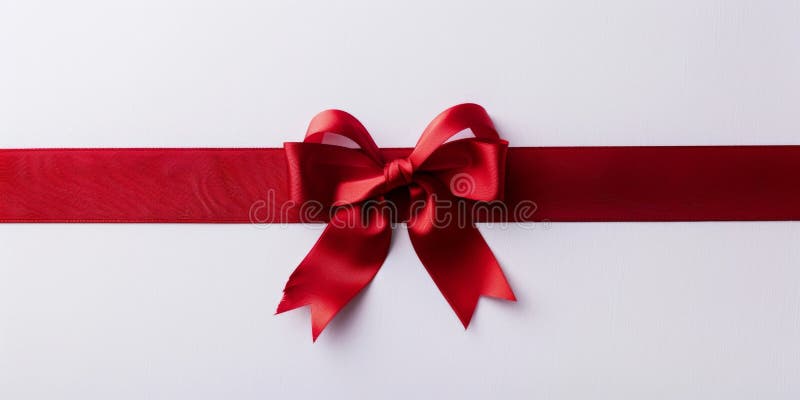 Large Red Ribbon Bow in the Centre of Straight of Ribbon on Isolated ...