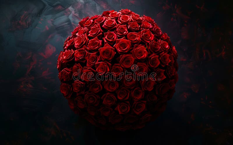 A Large Red Rose Ball on a Dark Background Stock Image - Image of blue ...