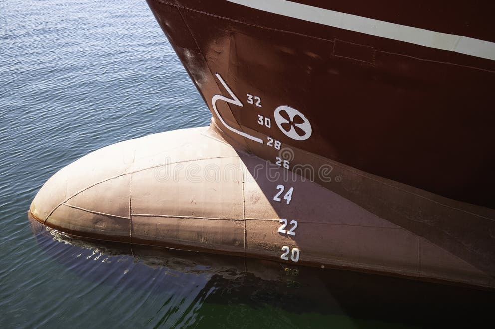 A Large Red Ship with a Propeller on the Side Stock Image - Image of ...
