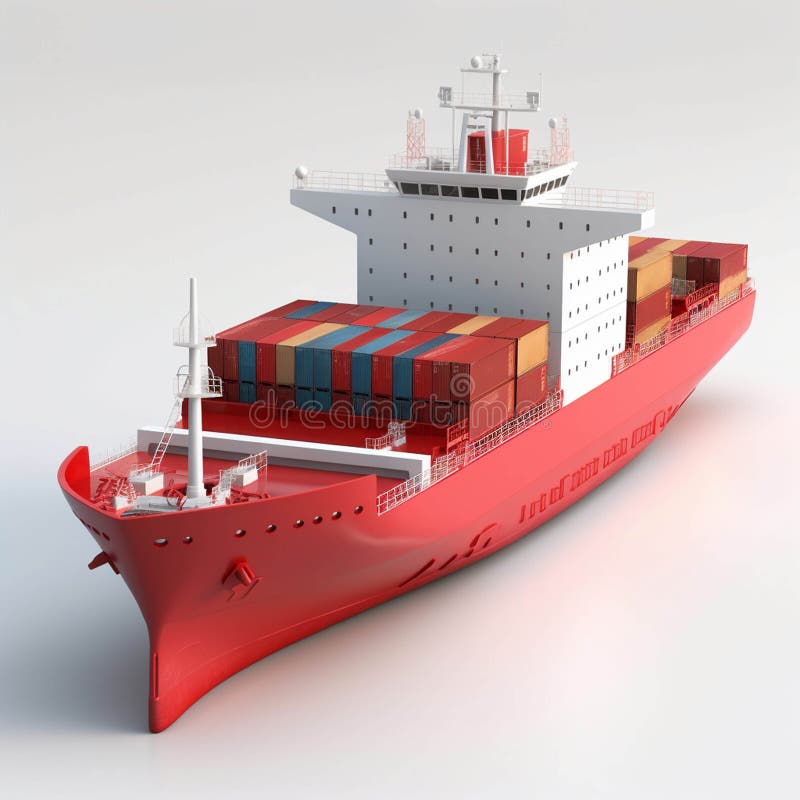 A Large Red Ship with a White Top Deck Stock Illustration ...