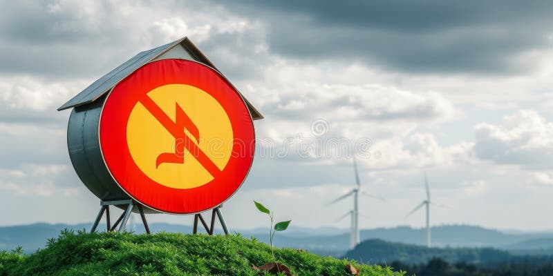 A Large Red Sign with a Yellow No Entry Symbol Stock Illustration ...