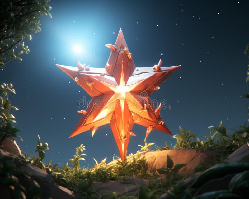 A Large Red Star in the Middle of a Forest Stock Illustration ...