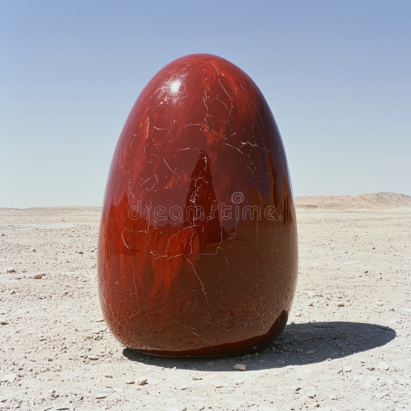 Large Red Stone Egg in Desert Landscape Stock Illustration ...