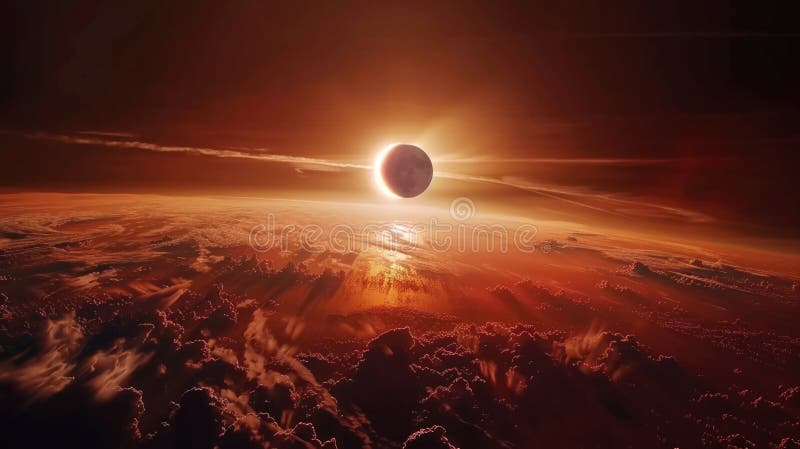 Large Red Sun is in Sky Above Planet Stock Photo - Image of science ...