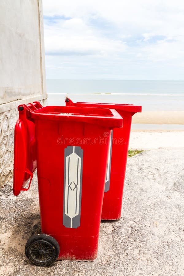 Large red trash can stock image. Image of pollution, segregate - 39262099