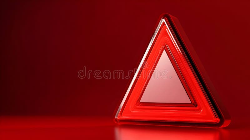 A Large, Red Triangular Object Stands Upright Against a Similarly Red ...
