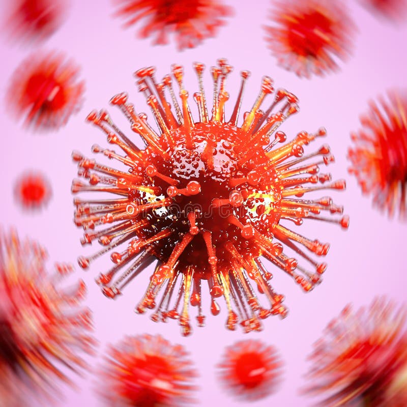 A Large Red Virus in the Center in Sharpness, while Others Revolve ...