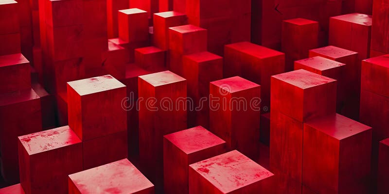 A Large Red Wall with Many Blocks Stock Image - Image of square, cube ...