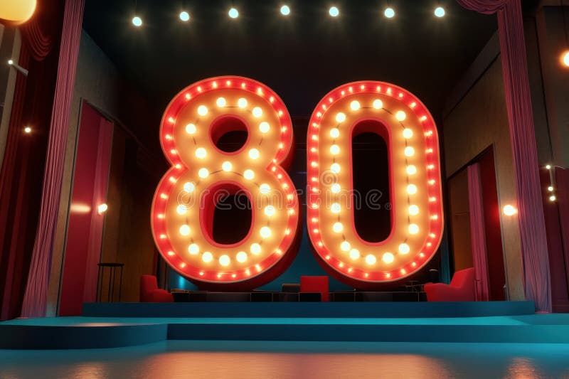 A Large Red and White Sign with the Number 80 on it Stock Illustration ...