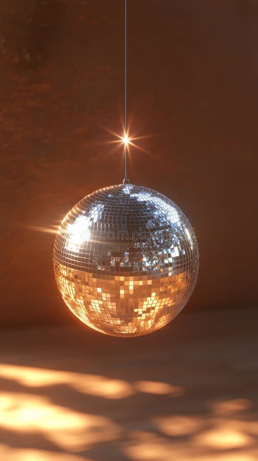 Large Reflective Sphere Hanging in Modern Interior Space with Soft ...