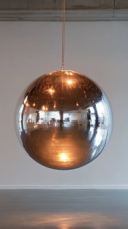 Large Reflective Sphere Hanging Modern Interior Space Soft Lighting ...