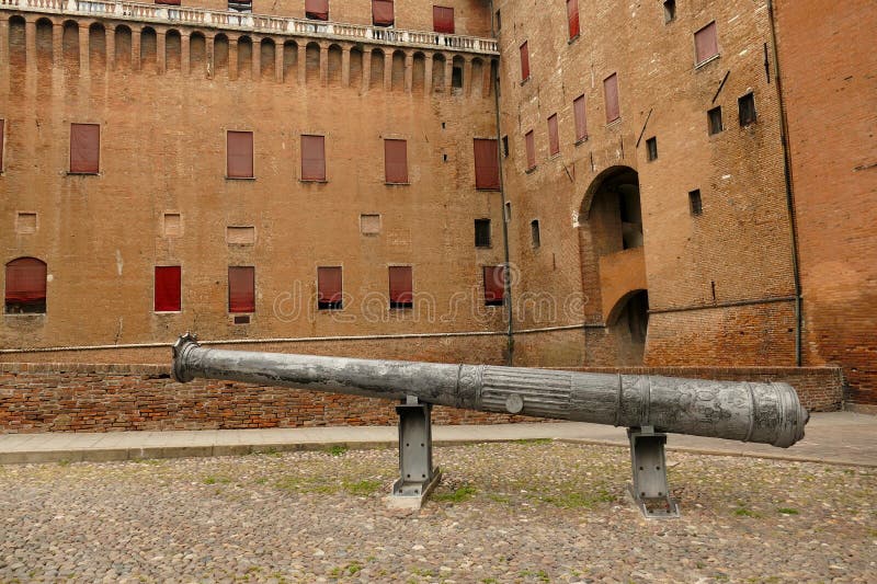 Large Renaissance Cannon in the Interior Courtyard of the Castello ...