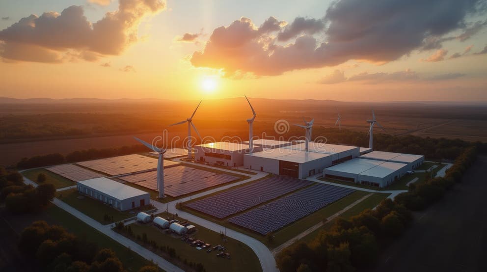 A Large Renewable Energy Complex Features Multiple Wind Turbines and ...