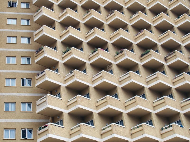 Large Residenetial Highrise Building with Angular Balconies Stock Photo ...