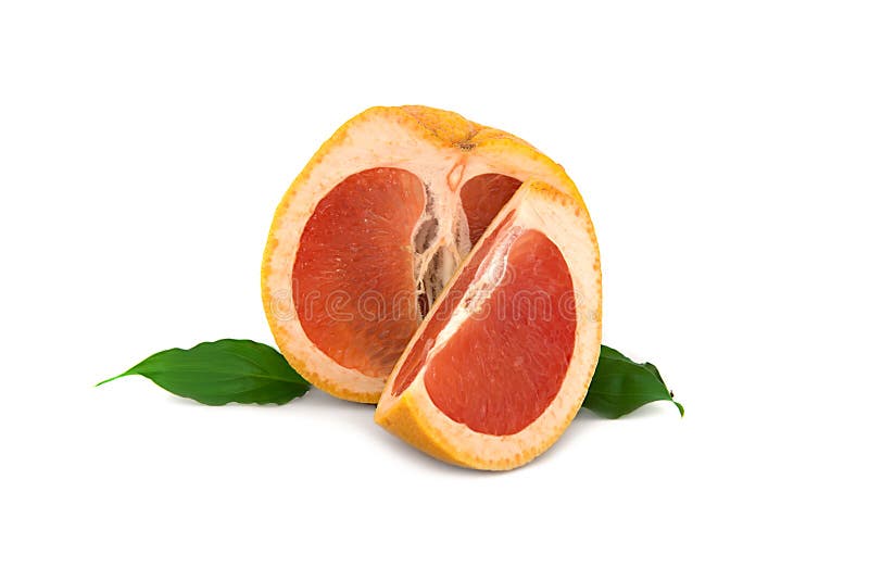 Large, Ripe Grapefruit on White Background, Bright and Very Juicy ...