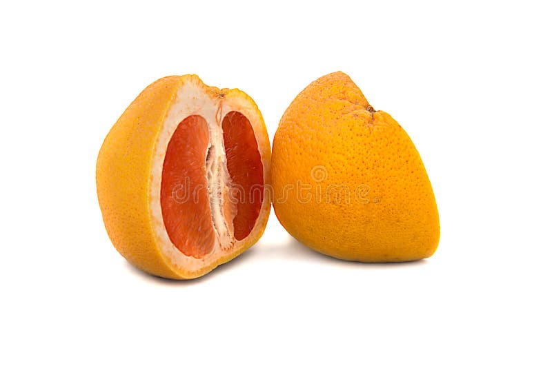 Large, Ripe Grapefruit on White Background, Bright and Very Juicy ...