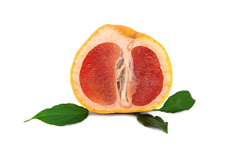 Large, Ripe Grapefruit on White Background, Bright and Very Juicy ...