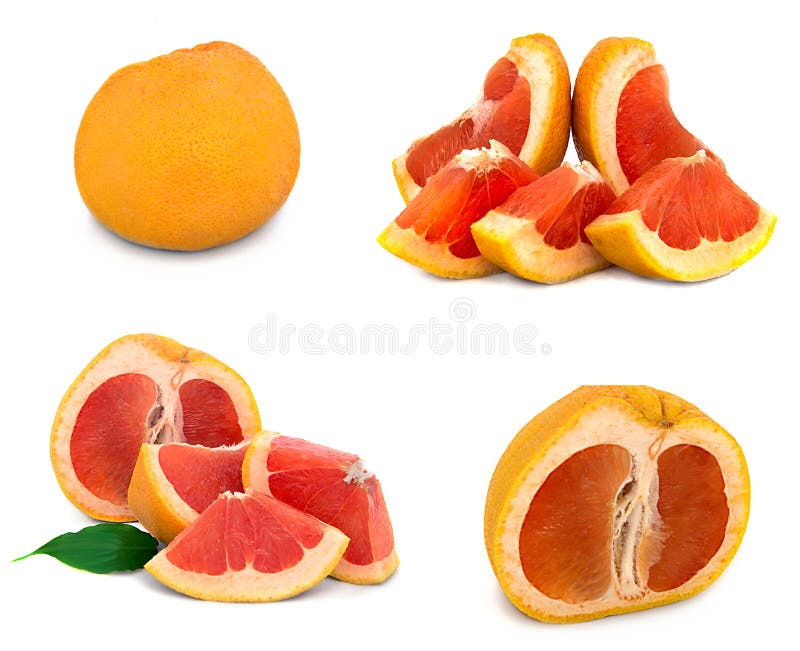 Large, Ripe Grapefruit on White Background, Bright and Very Juicy ...