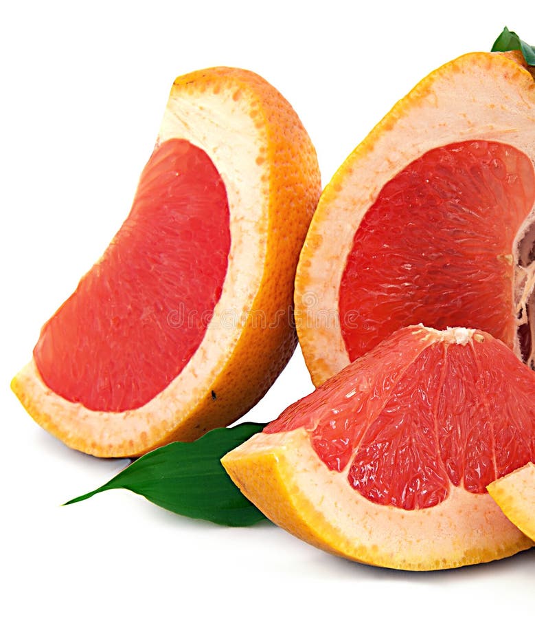 Large, Ripe Grapefruit on White Background, Bright and Very Juicy ...