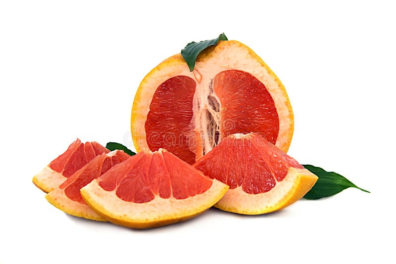 Large, Ripe Grapefruit on White Background, Bright and Very Juicy ...