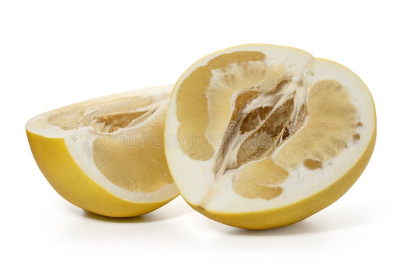 Large Ripe Pomelo Fruit with a Cut Out Piece on a White Background ...