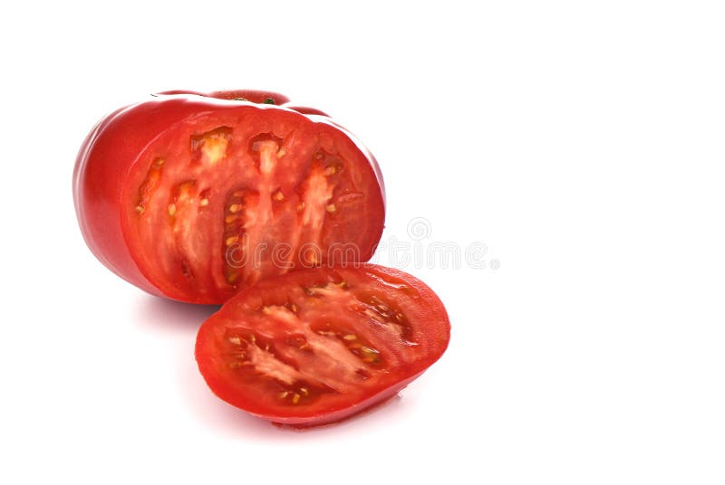Large Ripe Tomato Isolated on White Background. Sliced Tomato, a Slice ...
