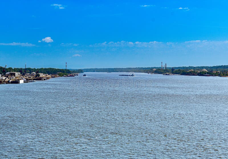 Large River with Buildings on Shoreline Stock Photo - Image of outdoor ...