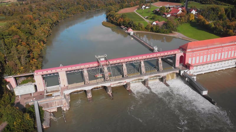 Gateway on Rhine River. Sluice Gates at River Dam. River Dam with ...