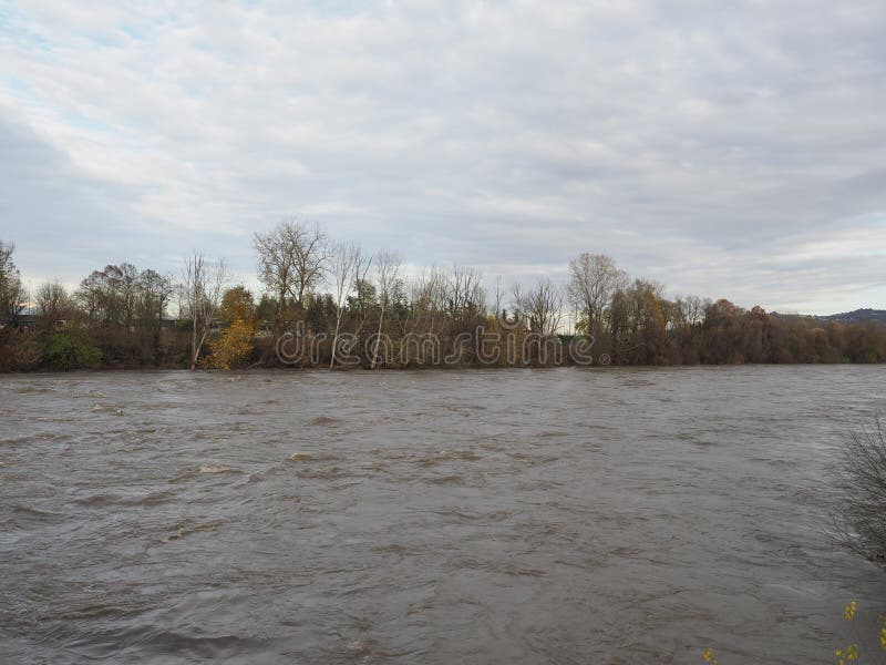 Large river flood stock photo. Image of piemonte, italy - 167463996