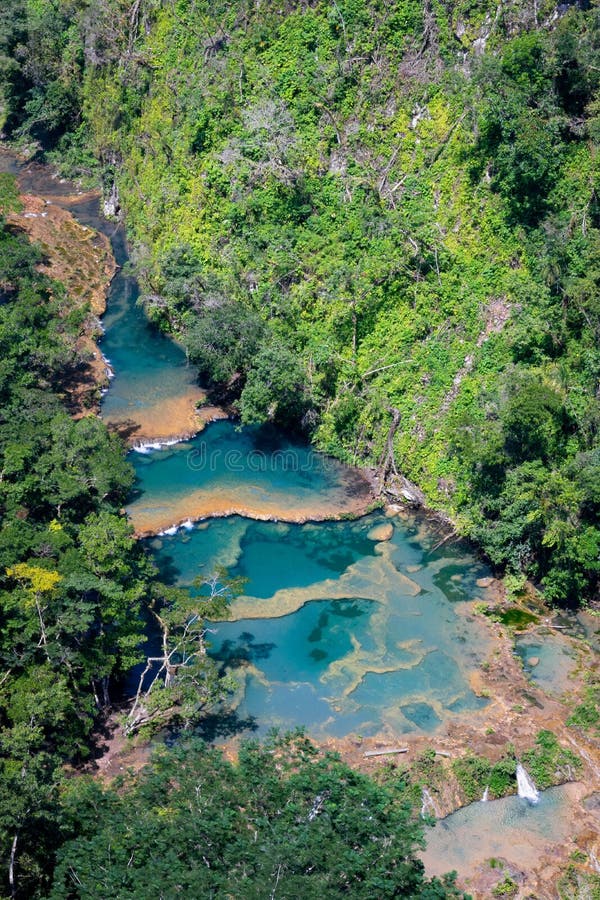 Large River and Semuc Champey Natural Monument in Guatemala, Aerial ...