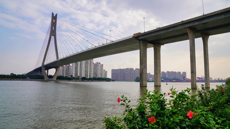 Large Road Bridge Over the River Editorial Photo - Image of traffic ...